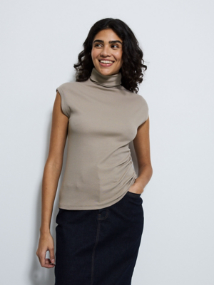 Stone Ribbed Roll Neck Tank Top | Women | George at ASDA