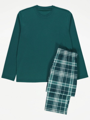 Teal Checked Long Sleeve Pyjamas Gift Set | Men | George at ASDA