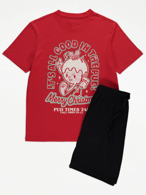 Christmas Pudding Red Short Pyjamas Gift Set | Men | George at ASDA