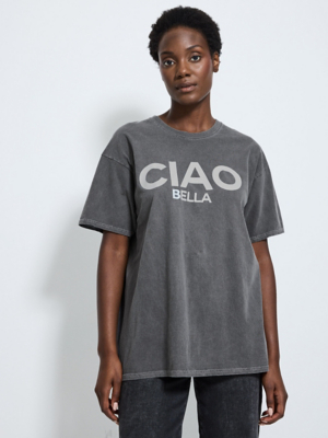 Charcoal Washed Ciao Bella T-Shirt | Women | George at ASDA