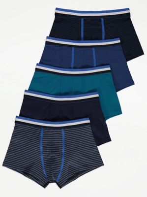 Blue Stripe Hipster Trunks 5 Pack | Men | George at ASDA