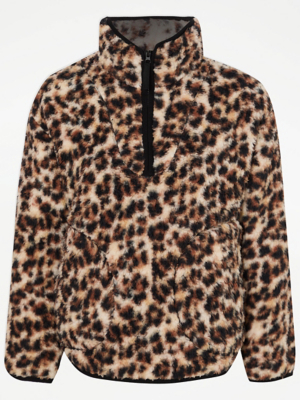 Leopard Print Borg Zip Up Pyjama Fleece | Lingerie | George at ASDA