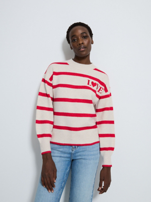 Red Striped Love Knitted Jumper | Women | George at ASDA