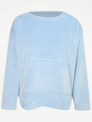 Blue Ribbed Chevron Fleece Pyjama Top | Lingerie | George at ASDA