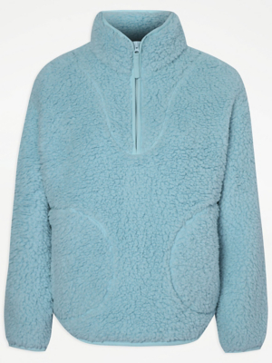 Blue Borg Fleece Quarter Zip Lounge Jacket | Lingerie | George at ASDA