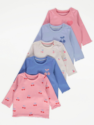 Fruity Lettuce Edge Long Sleeve Tops 5 Pack | Baby | George at ASDA