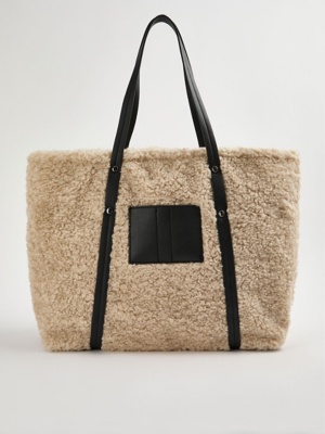 Cream Shearling Shopper Bag | Women | George at ASDA
