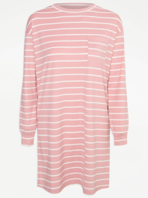 Pink Striped Long Sleeve Nightdress | Lingerie | George at ASDA