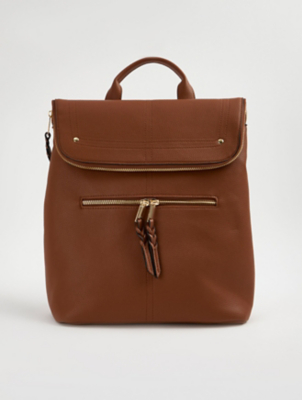 Tan Faux Leather Fold Over Backpack | Women | George at ASDA