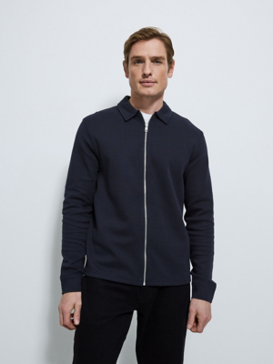 Navy Collared Zip Through Shacket | Men | George at ASDA