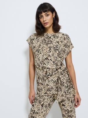 Animal Print Textured Tie Side Top | Women | George at ASDA
