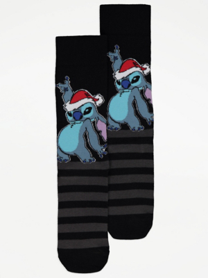 Disney Stitch Christmas Black Stripey Ankle Socks | Men | George at ASDA