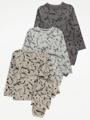 Paint Splatter Long Sleeve Pyjamas 3 Pack | Kids | George at ASDA