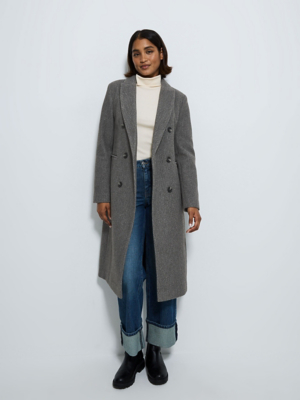 Grey Textured Double Breasted Formal Coat | Women | George at ASDA