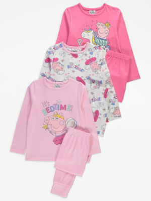 Peppa Pig Pink Long Sleeve Pyjamas 3 Pack | Kids | George at ASDA