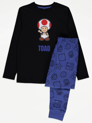 Super Mario Toad BlueLong Sleeve Pyjamas | Kids | George at ASDA
