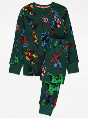 Marvel Avengers Bottle Green Long Sleeve Pyjamas | Kids | George at ASDA