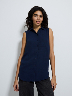 Navy Sleeveless Longline Shirt | Women | George at ASDA