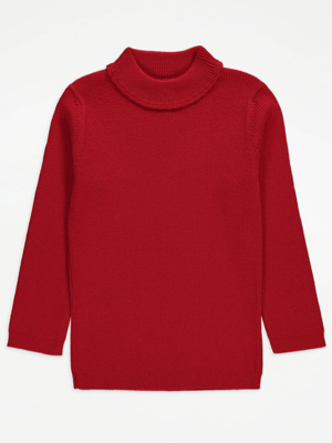 Red Ribbed Knitted Roll Neck Jumper | Kids | George at ASDA