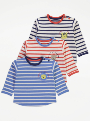 Striped Animal Long Sleeve Tops 3 Pack | Baby | George at ASDA