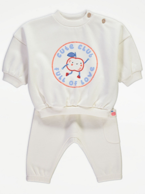 White Apple Cute Club Sweatshirt and Joggers Set | Baby | George at ASDA