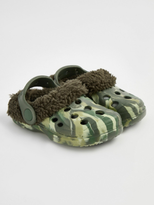Green Camouflage Fleece Lined Clogs | Kids | George at ASDA