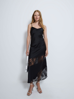 Satin Lace Cut Out Maxi Dress | Women | George at ASDA