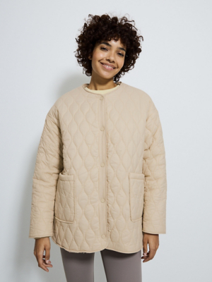 Camel Borg Quilted Reversible Oversized Jacket | Women | George at ASDA