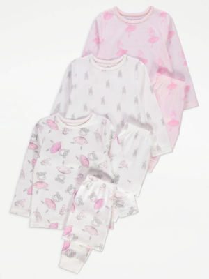 Ballerina Long Sleeve Pyjamas 3 Pack | Kids | George at ASDA