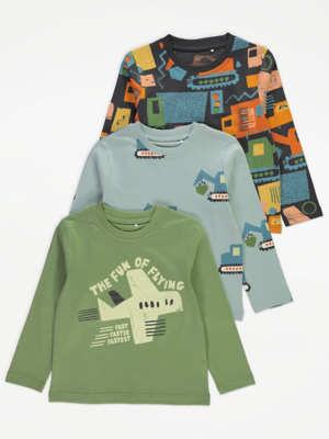 Vehicles Long Sleeve Tops 3 Pack | Kids | George at ASDA