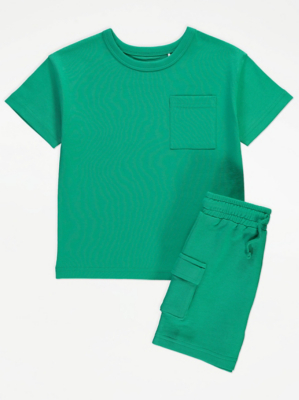 Green Pocket T-Shirt and Cargo Shorts Set | Kids | George at ASDA