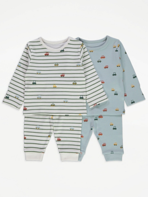 Blue Vehicle Long Sleeve Pyjamas 2 Pack | Baby | George at ASDA