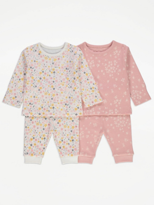 Pink Ditsy Floral Long Sleeve Pyjamas 2 Pack | Baby | George at ASDA
