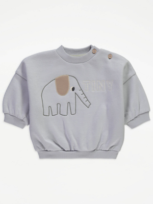 Light Blue Embroidered Elephant Tiny Sweatshirt | Baby | George at ASDA