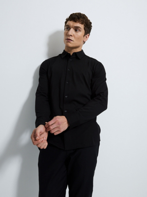 Black Studio Edit Jersey Cotton Formal Shirt | Men | George at ASDA