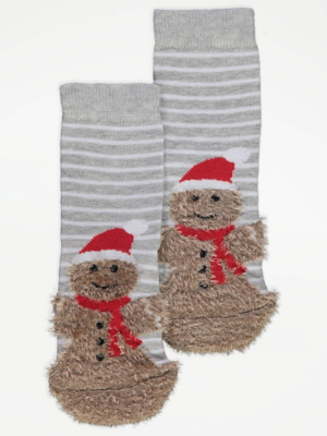 Christmas Grey Striped Gingerbread Cotton Rich Socks | Kids | George at ...