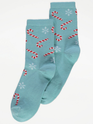 Christmas Mint Candy Cane Snowflake Ankle Socks | Lingerie | George at ASDA