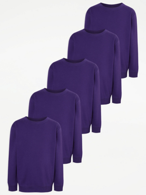 Purple Cotton Rich School Sweatshirt 5 Pack | School | George at ASDA
