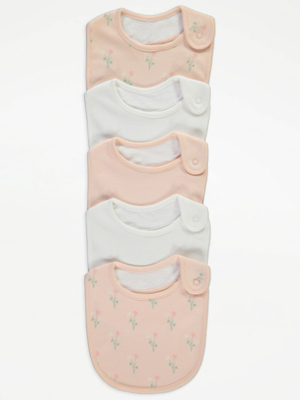 Pastel Pink Floral Bibs 5 Pack | Baby | George at ASDA