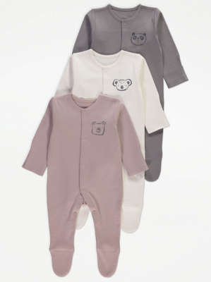 Neutral Bears Sleepsuits 3 Pack | Baby | George at ASDA