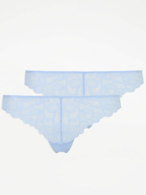 Light Blue Lace Bandeau Thongs 2 Pack | Lingerie | George at ASDA