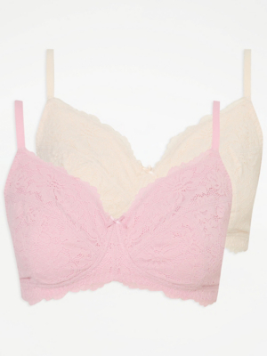 Post Surgery Lace Non-Wired Non-Padded Bras 2 Pack | Lingerie | George ...