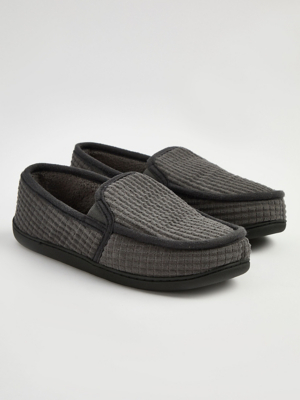 Grey Grid Textured Full Back Slippers | Men | George at ASDA