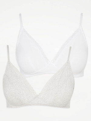 Lace Trim Non-Wired Non-Padded Bras 2 Pack | Lingerie | George at ASDA