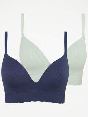 A-D Soft Comfort Ribbed Seam Free Bra 2 Pack | Lingerie | George at ASDA