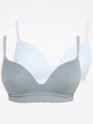 Soft Comfort Ribbed Seam Free Bras 2 Pack | Lingerie | George at ASDA