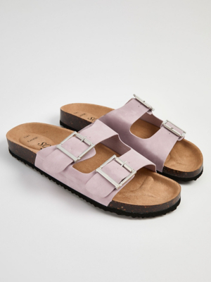 Lilac Double Buckle Flatbed Sandals | Women | George at ASDA