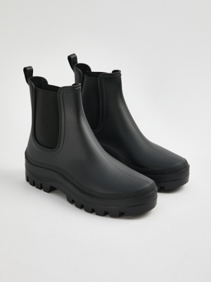 Black Matte Chunky Ankle Wellington Boots | Women | George at ASDA