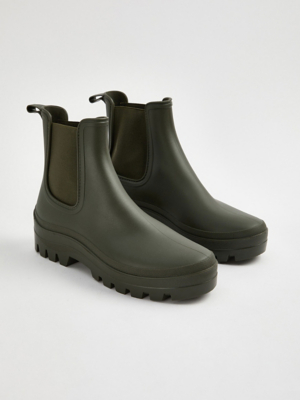 Khaki Matte Chunky Ankle Wellington Boots | Women | George at ASDA