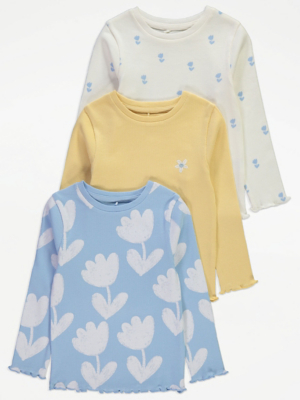 Blue Tulip Ribbed Long Sleeve Tops 3 Pack | Kids | George at ASDA